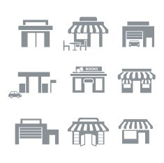 Shop building icon set - gray free image download