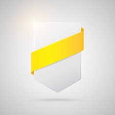 Vector paper badge with yellow silk ribbon free image download