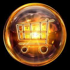 Shopping cart icon gold isolated on black background N2 free image download