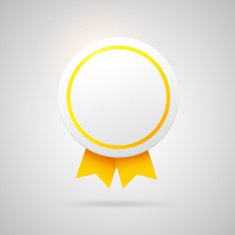 Vector paper badge with yellow silk ribbon N3 free image download