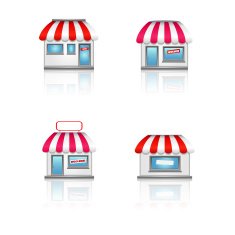 Cute shop icons with awnings free image download