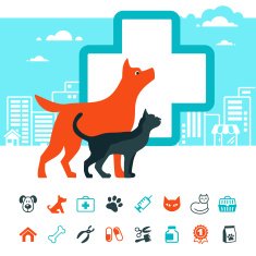 Vector veterinary emblem and pets icon set free image download