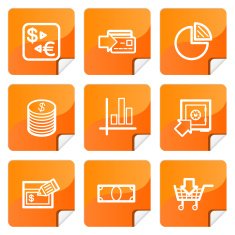Orange stickers finance icons set N2 free image download