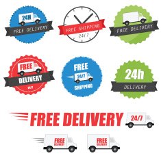 Set of delivery labels and badges free image download