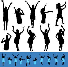 Female celebrating silhouettes free image download