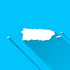 Puerto Rico Map on Blue Background Long Shadow Flat Design free image ...