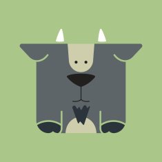 Flat square icon of a cute goat free image download