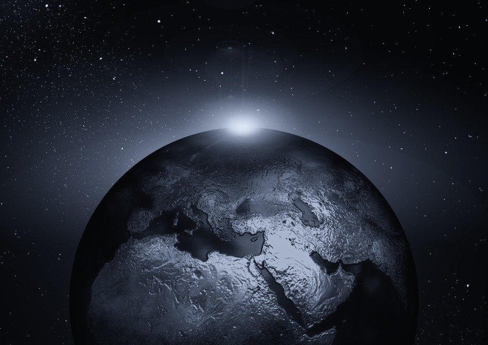 Bright light behind planet earth free image download