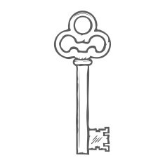 Hand Drawn Key isolated on white background vector free image download