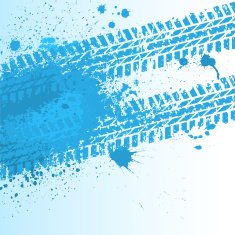 Blue tire track on white free image download