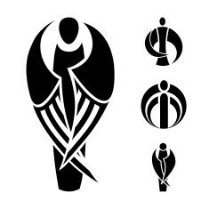 Four stylized angels on white background free image download