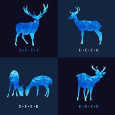 Deer - Blue low poly vector set Design free image download