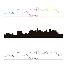 Denver skyline linear style with rainbow free image download