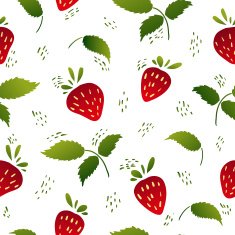 Seamless pattern with strawberries and leaves Gradient color Vector ...