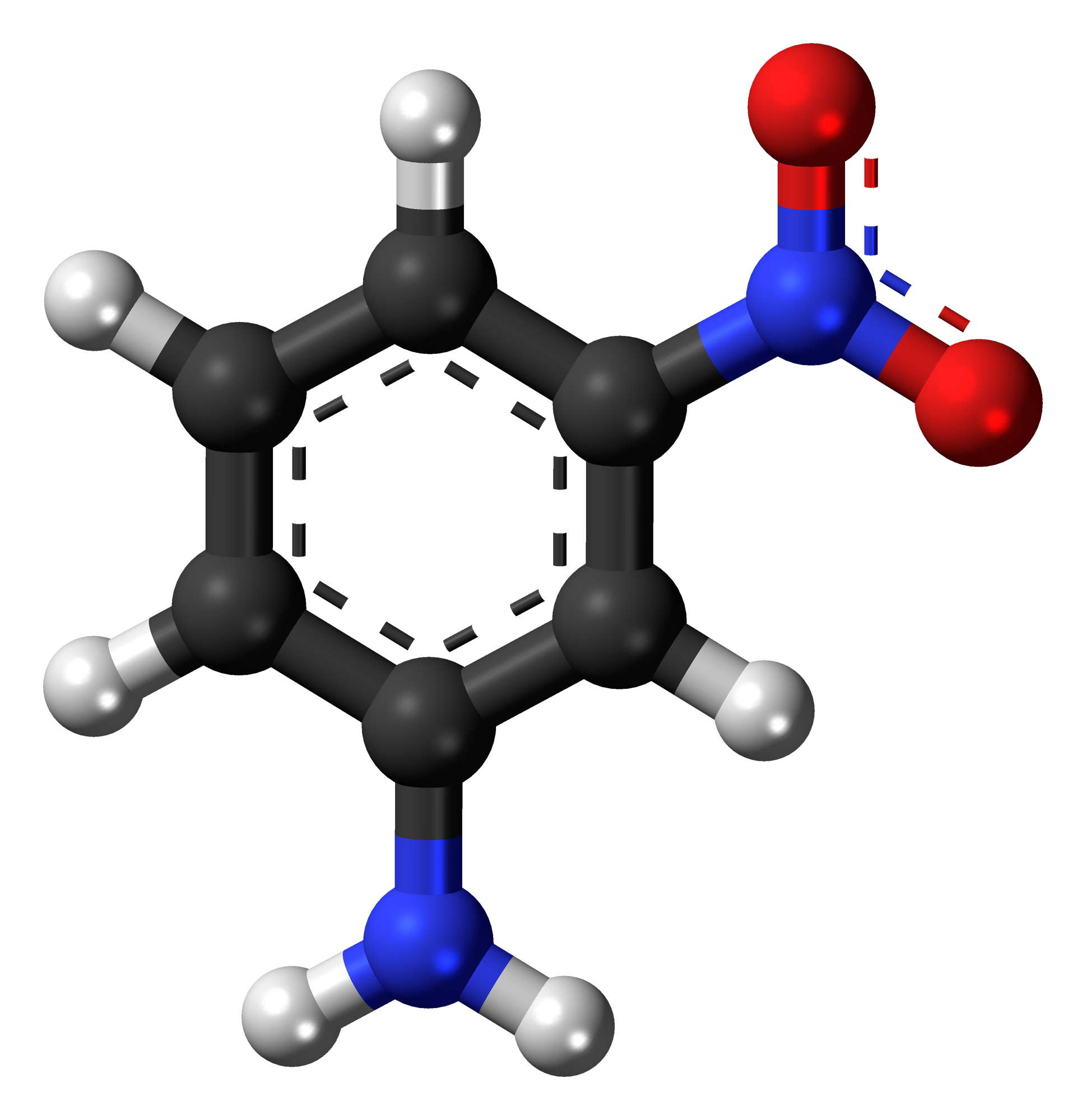 Nitroaniline, 3d model of molecule free image download