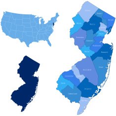 New Jersey state & counties map free image download