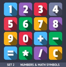 Numbers and Mathematical Vector Icons With Long Shadow Set 2 N2 free ...