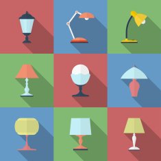 Icon set of Lamps Modern Flat style free image download