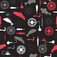 Seamless pattern on a fishing theme vector free image download