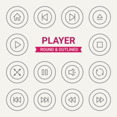 Set of round and outlined player icons free image download