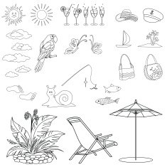 Summer objects outline N2 free image download