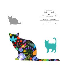 Cat silhouettes on the white background N5 free image download