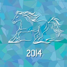 Illustration with New Year 2014 symbol of horse N2 free image download