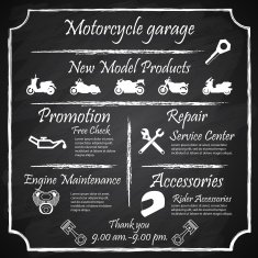 Motorcycles Garage Signs Posters blackboard N2 free image download