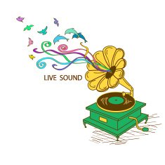 Colorful illustration with gramophone free image download