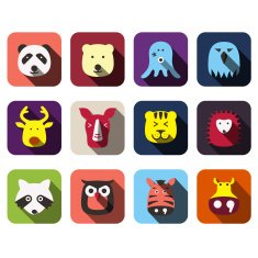 Animal face flat icon set UI N2 free image download