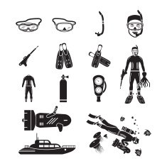 Scuba diving icons set free image download