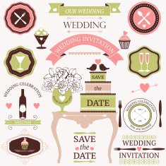 Vector collection of decorative wedding dinner elements N3 free image ...