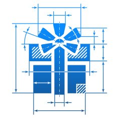 Gift symbol with dimension lines free image download