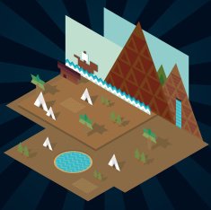 Isometric paper landscape free image download