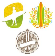 Surfing retro emblems free image download
