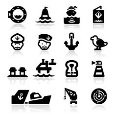 Nautical icons set Elegant series free image download