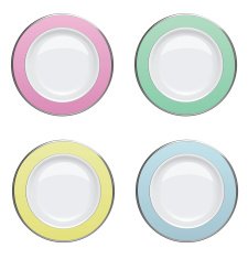 Colorful plate with silver rims on white background Vector illustration ...