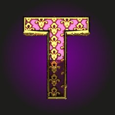 T vector violet letter with gold free image download