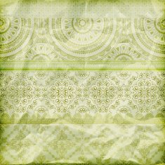 Vector seamless floral borders on crumpled green foil paper texture ...