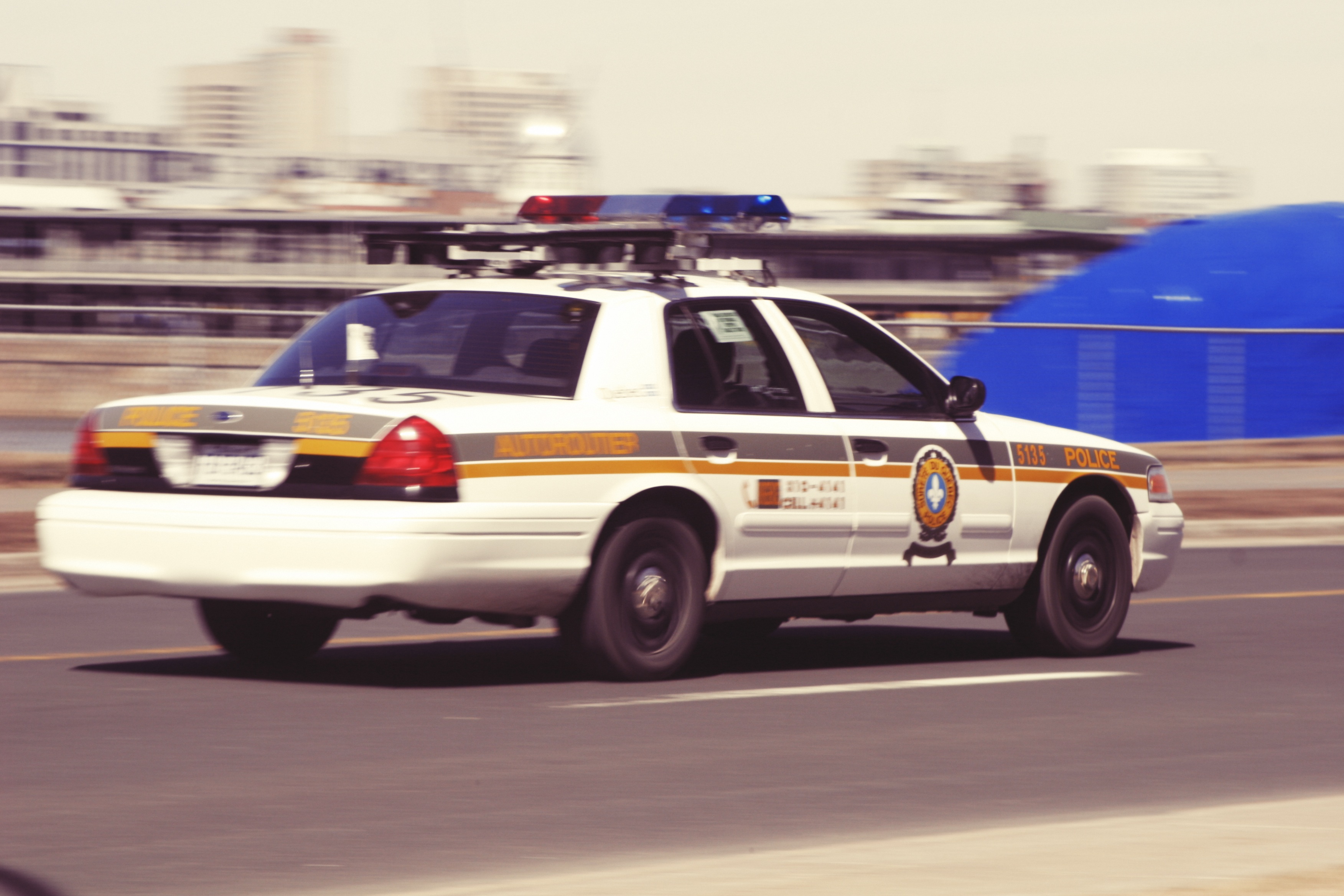 American police car on highway free image download