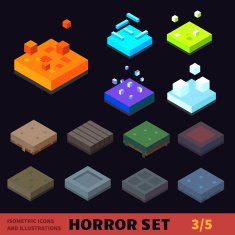 Isometric horror vector tile set free image download