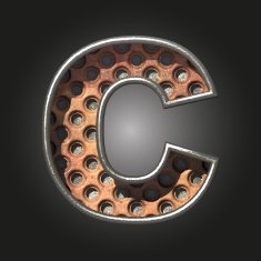 Vector old metal letter c free image download
