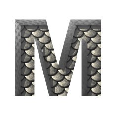 Vector silver cutted figure m Paste to any background free image download