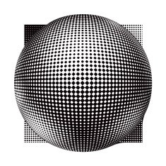 Three Dimensional sphere with square Halftone pattern free image download