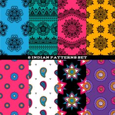 Colorful indian eastern asian patterns set free image download