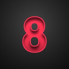 Number 8 Design (Eight) Red on Carbon Fiber Background free image download