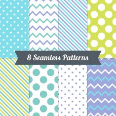 Set of Seamless Patterns with Polka Dot Diagonal Lines Chevron N2 free ...