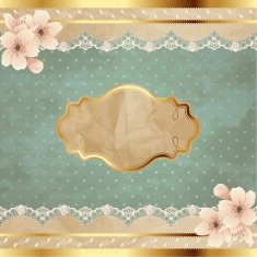 Lacy square banner with flowers free image download