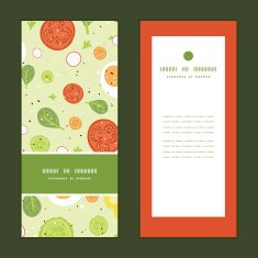 Vector fresh salad vertical frame pattern invitation greeting cards set ...