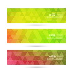 Set of vector banners with triangles and polygon mesh N5 free image ...